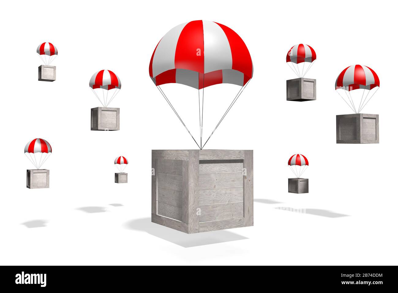 3D wooden boxes, parachutes - great for topics like delivery etc Stock ...