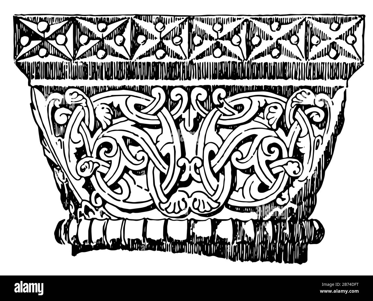 Capital, abacus, ovolo, molding, astragal, collar, vintage line drawing ...