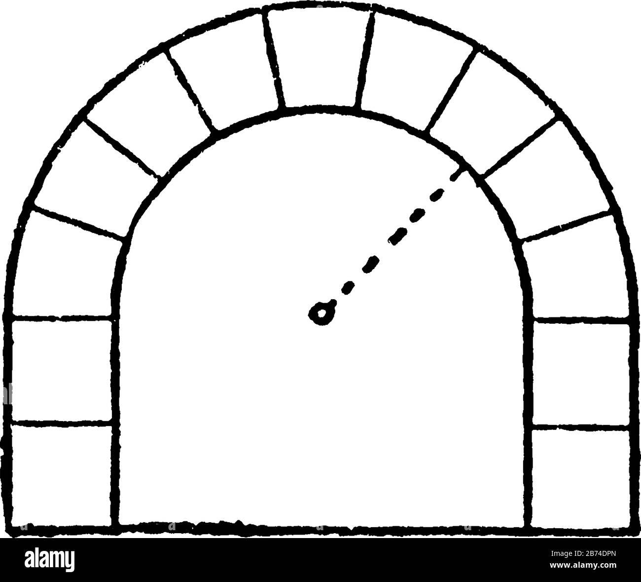 Stilted Arch, center, sides, carried, down, vertically, vintage line ...