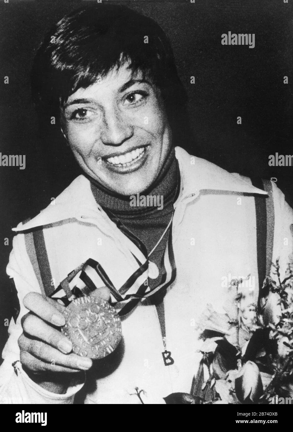 Rosi Mittermaier on 9 February 1976 at the Olympic Winter Games in ...