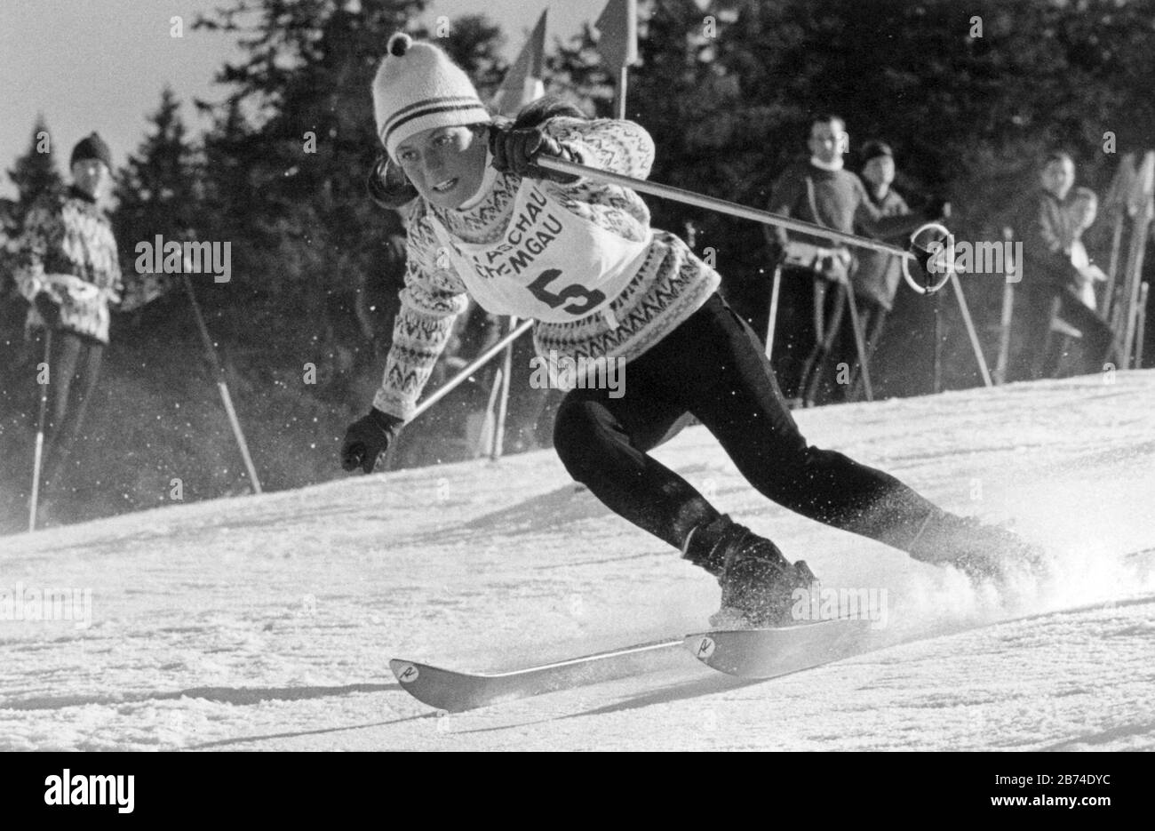 The 16 year old ski racer Rosi Mittermaier from Reit im Winkl on 24 ...