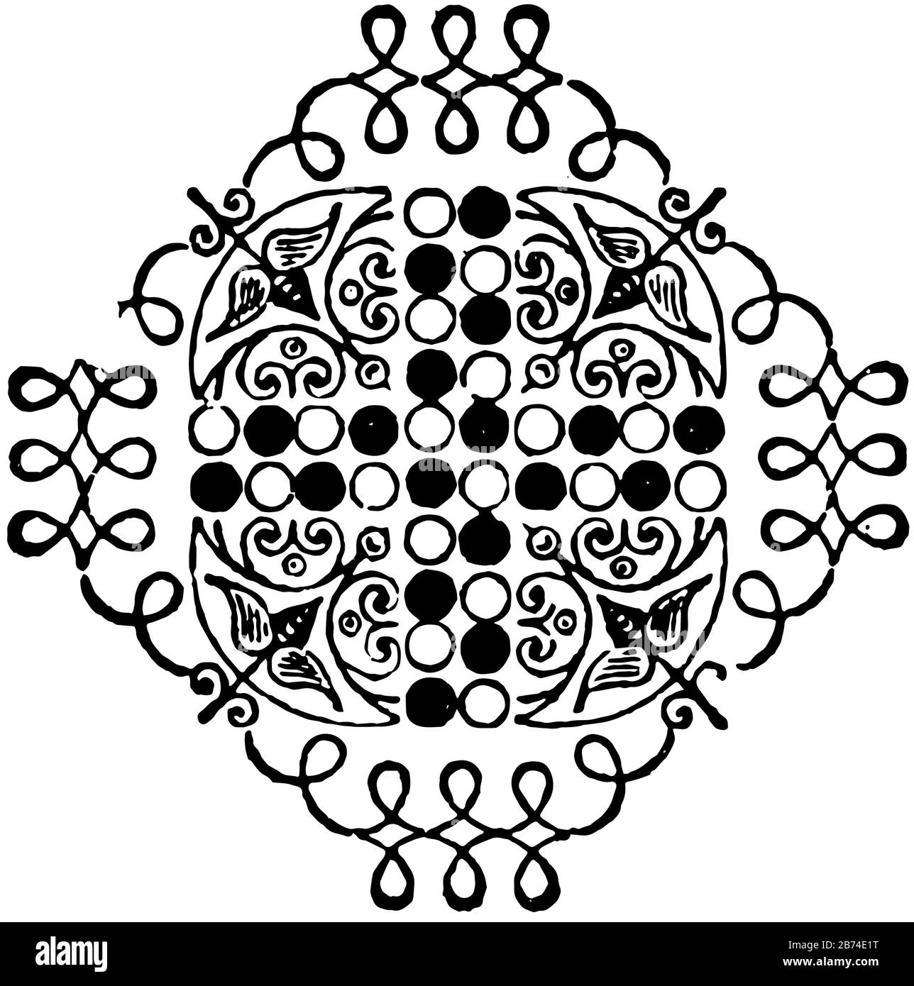 Doodad have small circle and leaves pattern in its design, vintage line ...