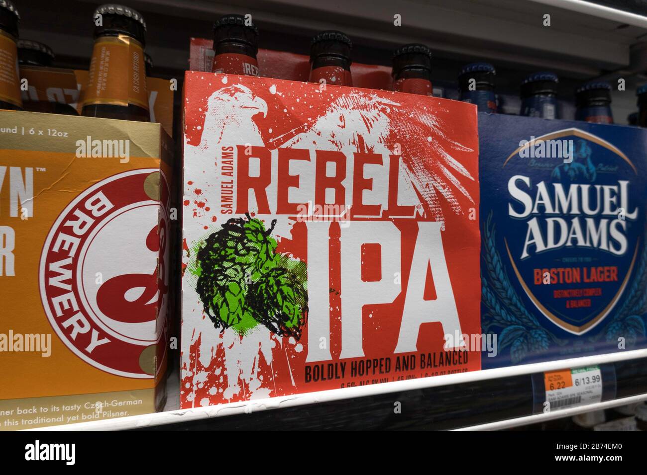 Six Packs of Beer in a Grocery Store Cooler, NYC, USA Stock Photo - Alamy