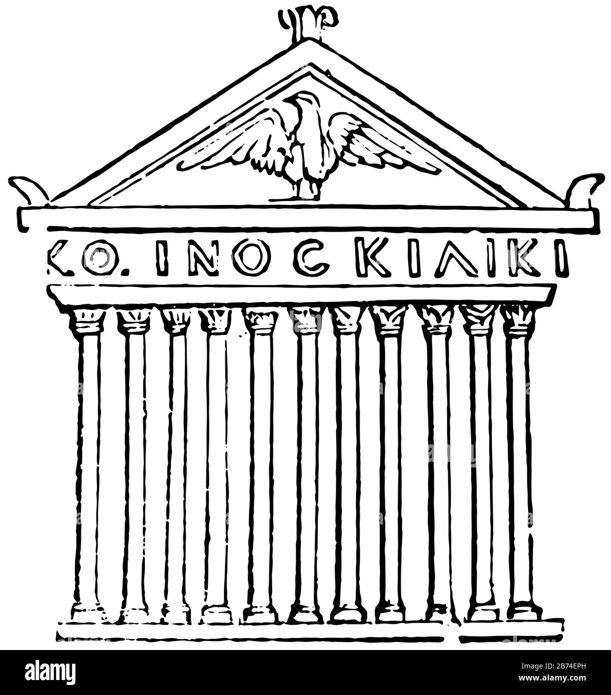 Fastigium, ancient Greek or Roman temple, rectangular construction ...