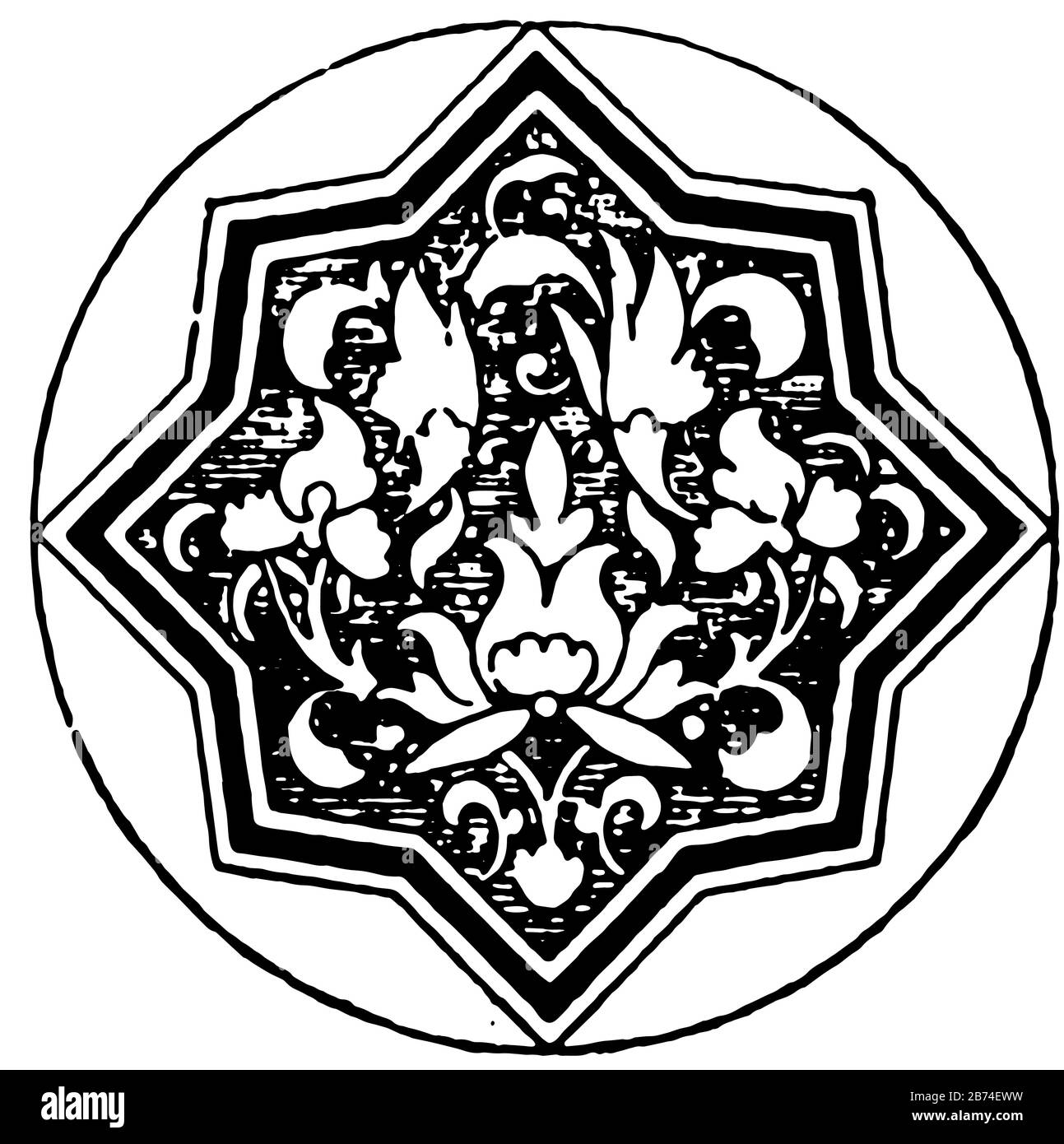 Doodad have Ornamentation of a semi-regular pointed star, vintage line ...