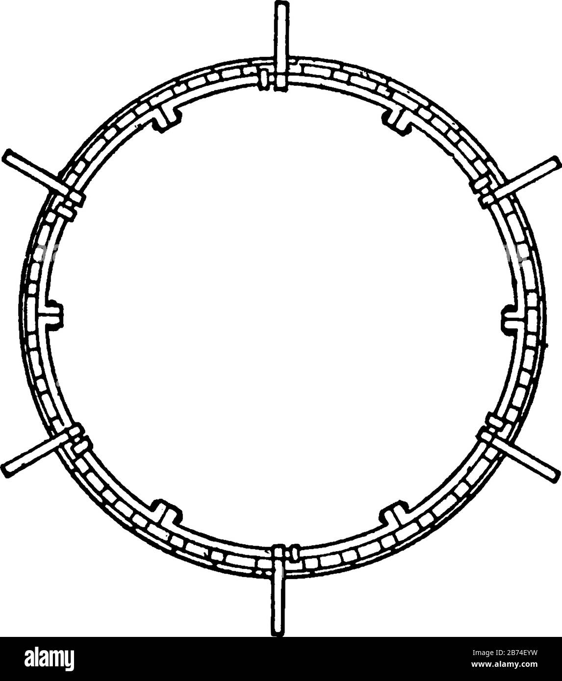 This illustration represents Shaft lining, vintage line drawing or ...