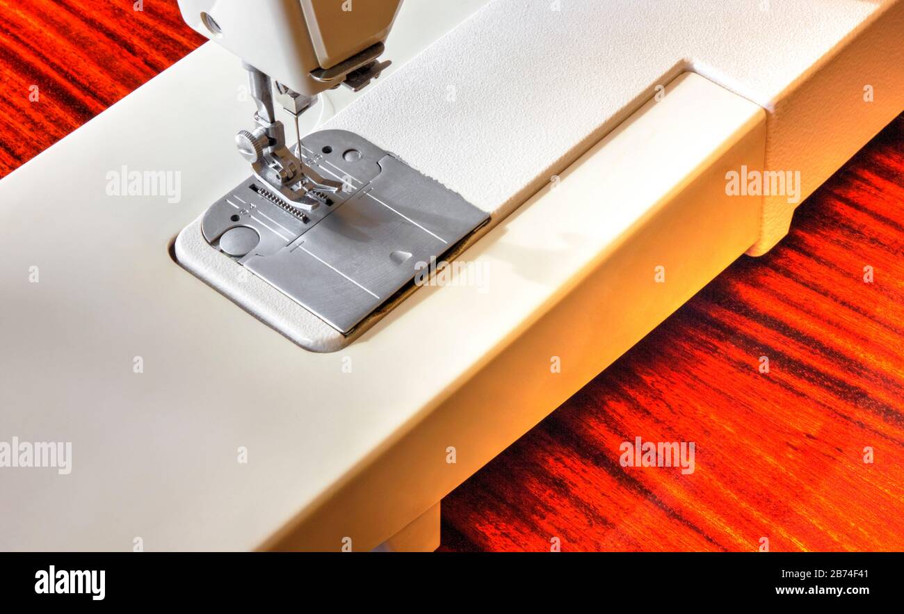 Modern sewing machine close up view Stock Photo - Alamy