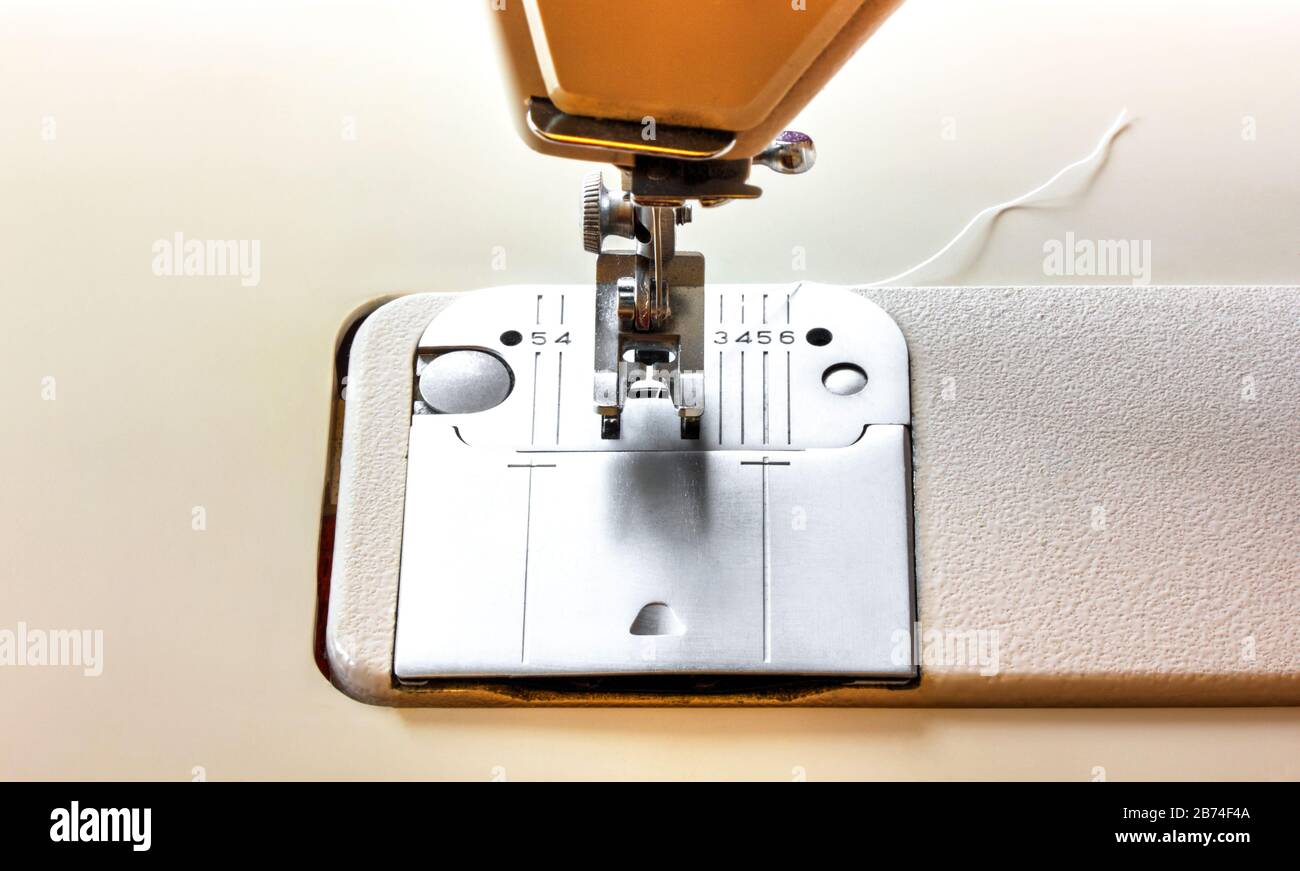 Modern sewing machine close up view Stock Photo - Alamy