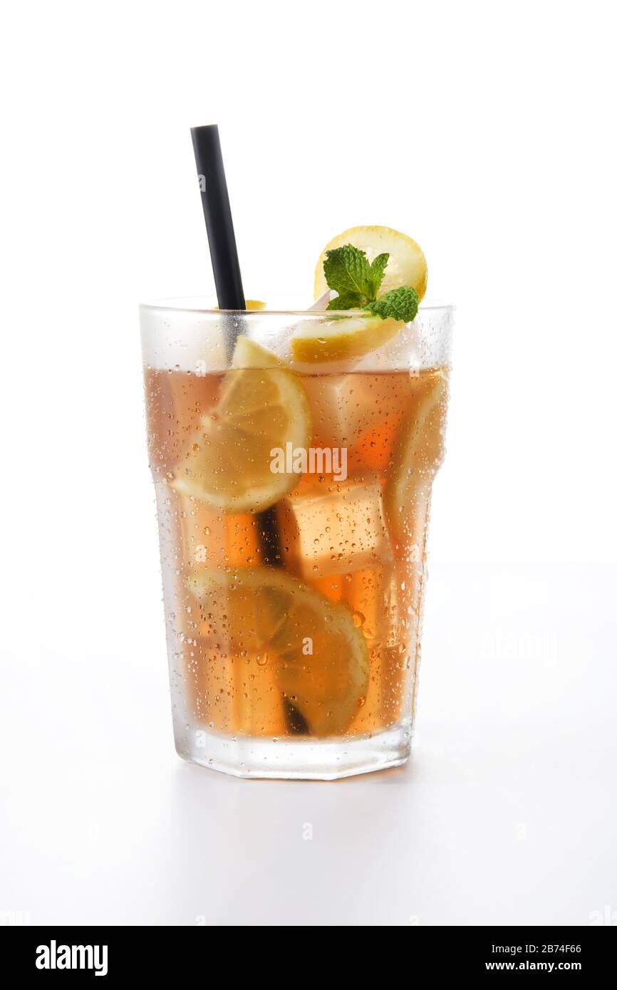 Iced tea drink isolated on white background Stock Photo - Alamy