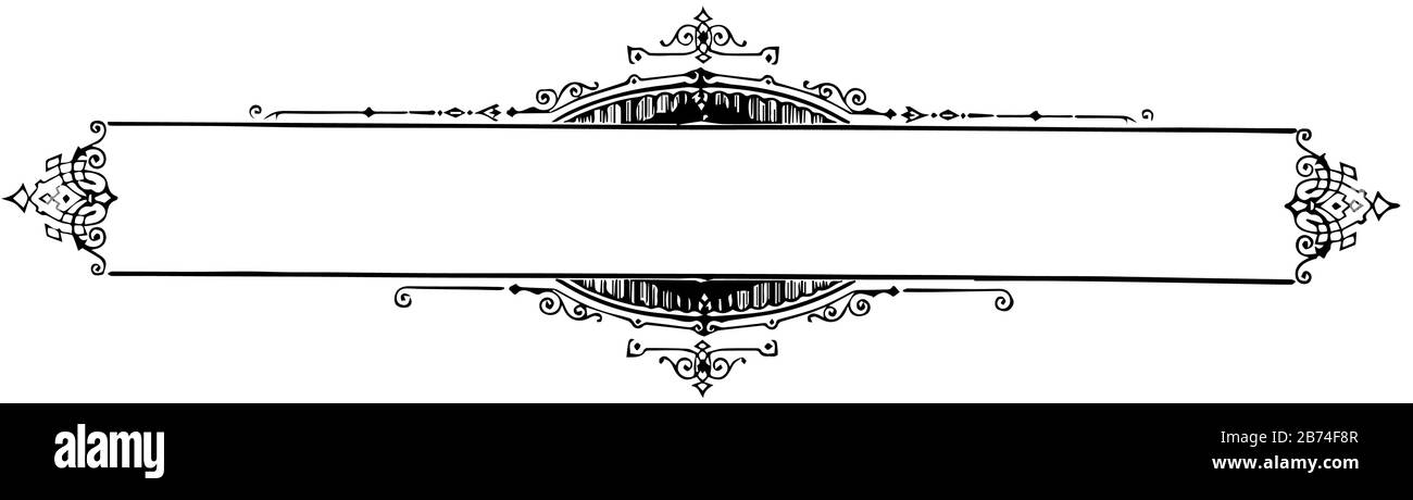 Ornate banner have coown design in the middle of top and bottom of the ...