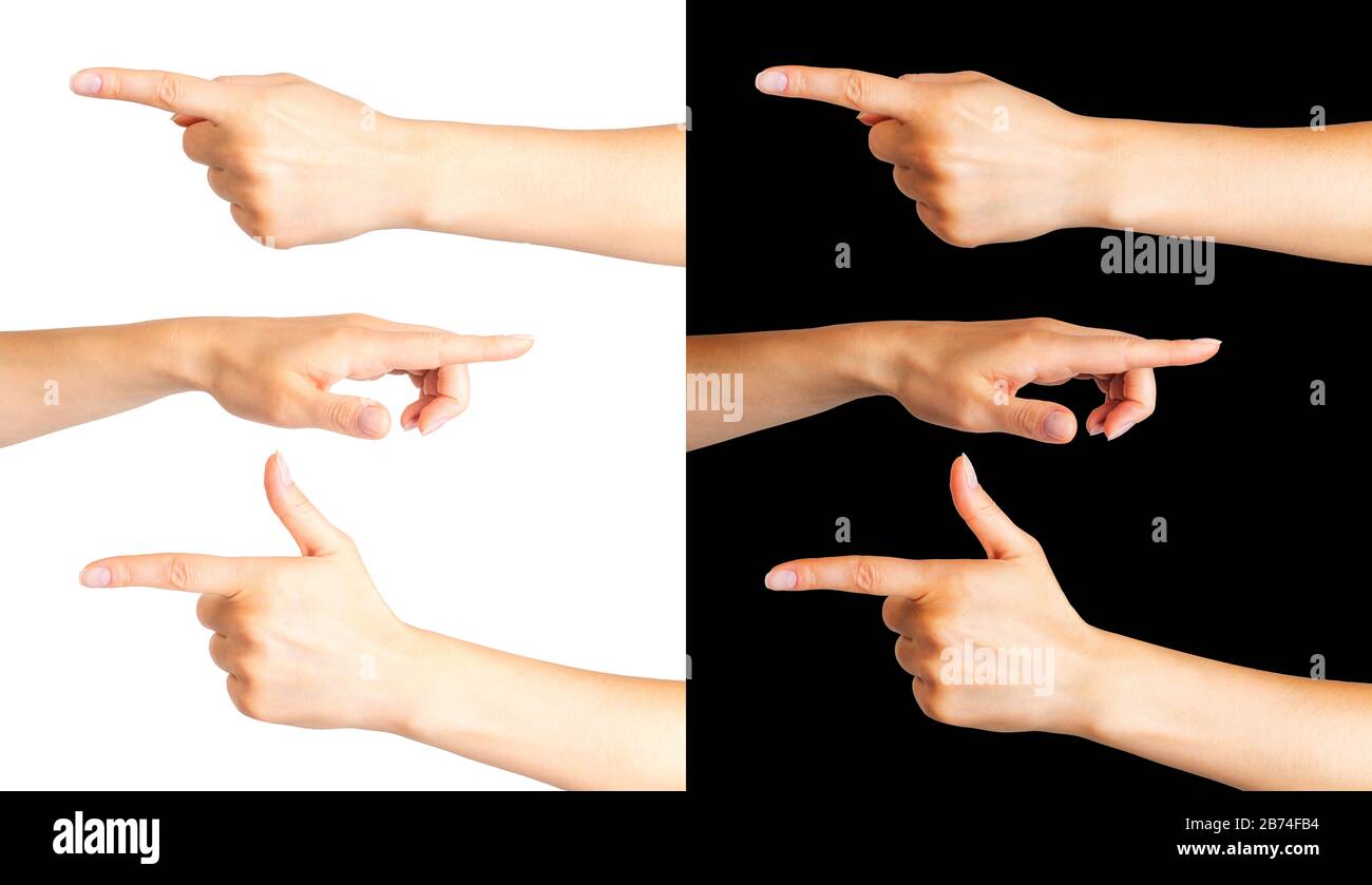 Set of woman hands with the index finger pointing on side Stock Photo ...