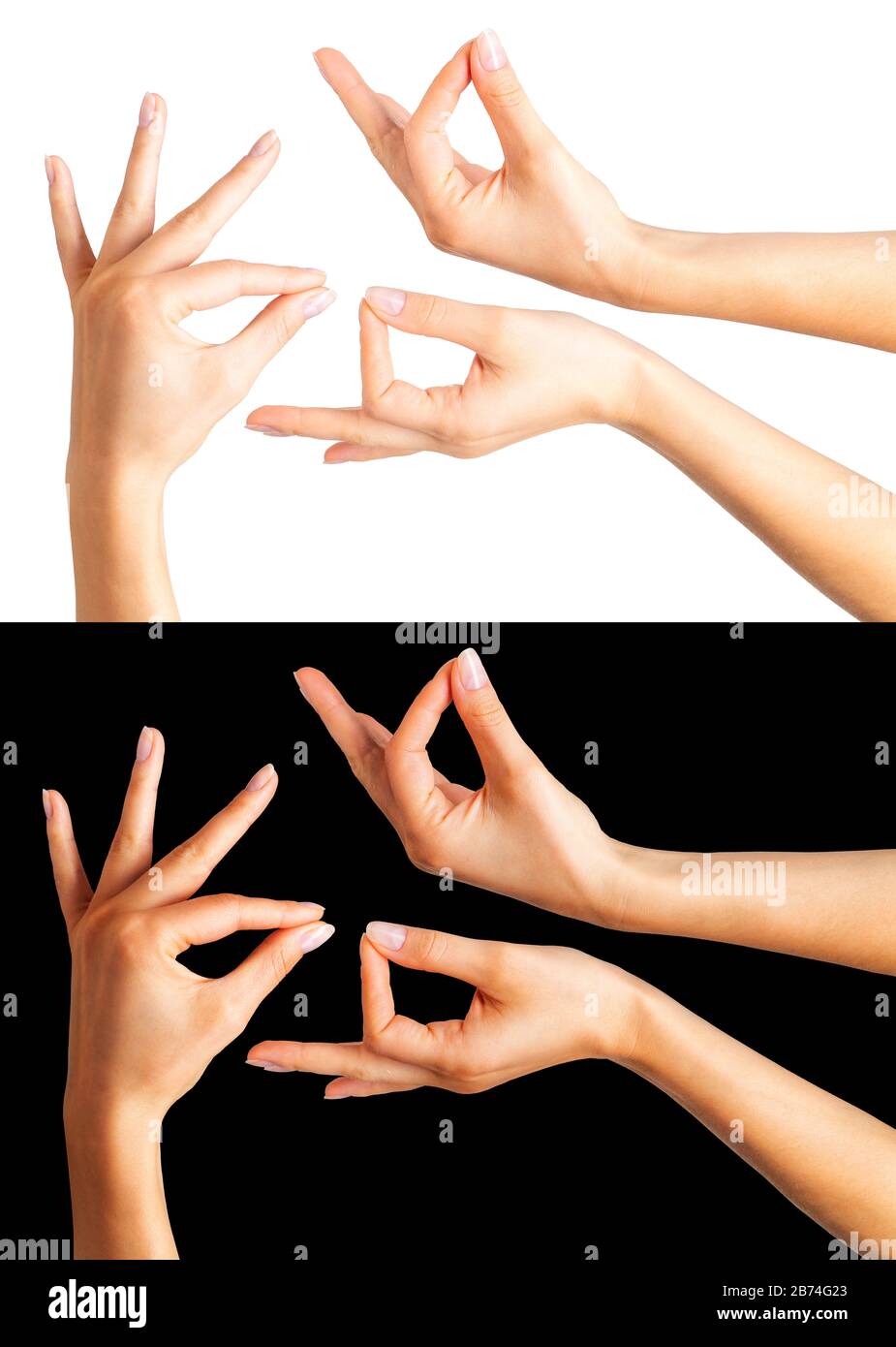 Woman hands showing picking up pose or holding Stock Photo - Alamy