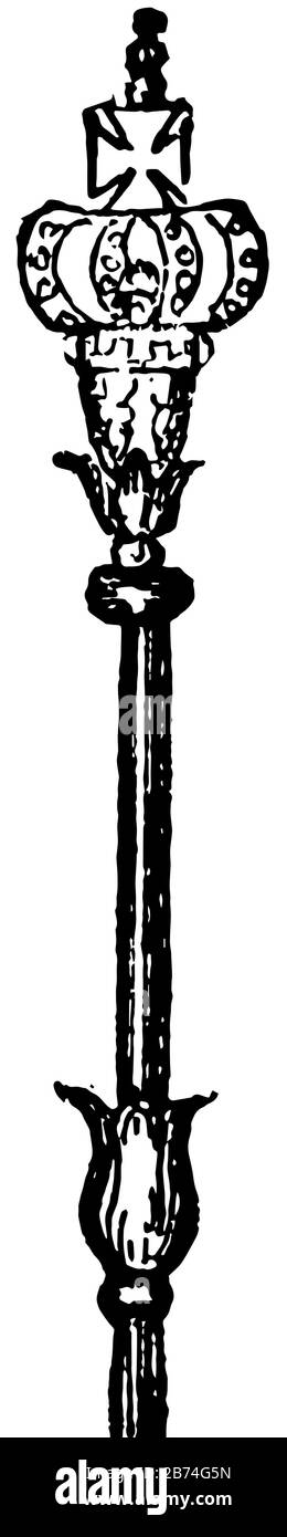 Mace is an ensign of authority, vintage line drawing or engraving ...