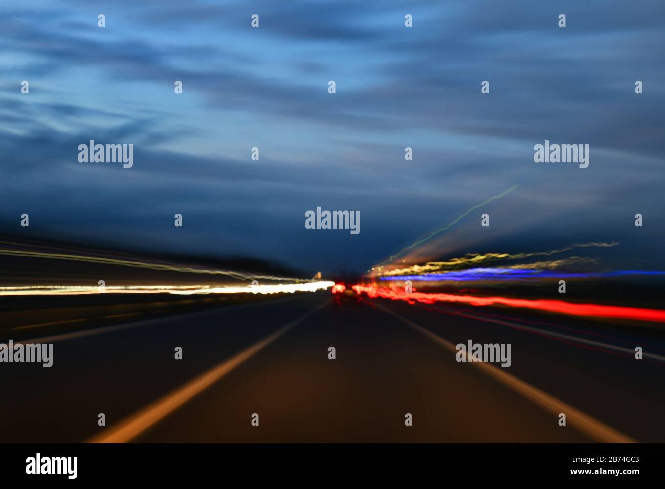 Car ride at night, Germany, city of Göttingen, 11. March 2020. Photo ...