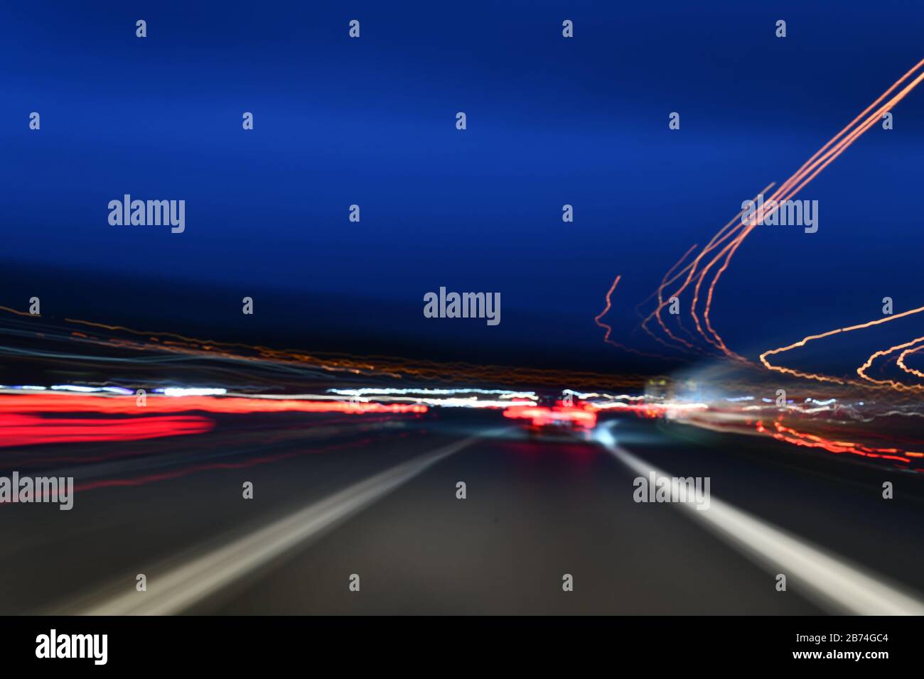 Car ride at night, Germany, city of Göttingen, 11. March 2020. Photo ...