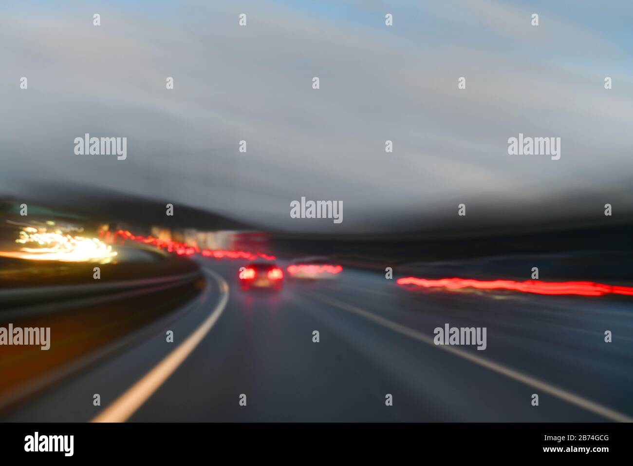 Car ride at night, Germany, city of Göttingen, 11. March 2020. Photo ...