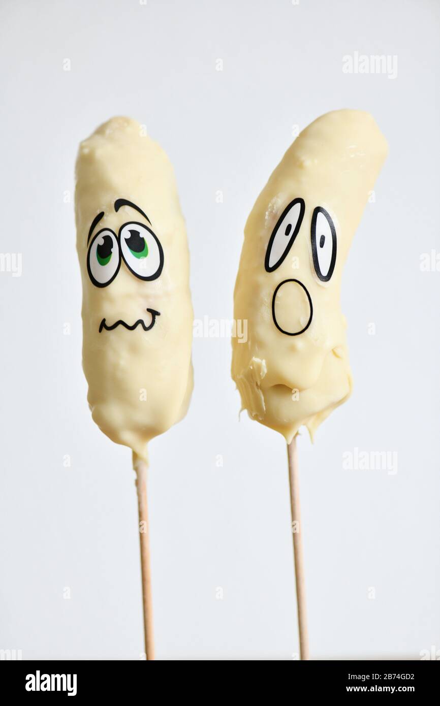 Funny chocolate bananas, Germany, city of Osterode, 09. March 2020 ...