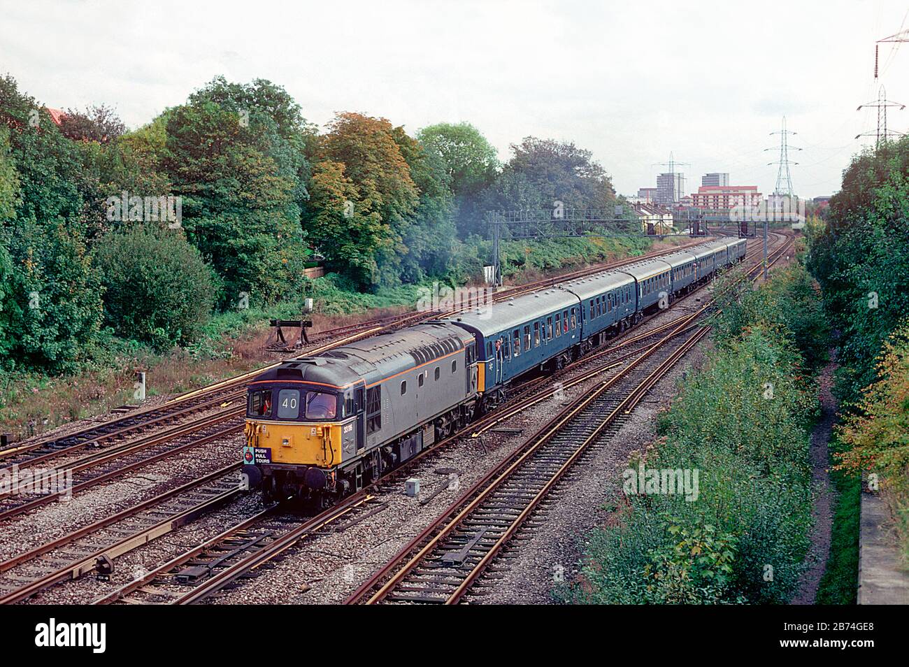 A class 33 diesel locomotive number 33116 with 4TCs sets numbers 410 ...