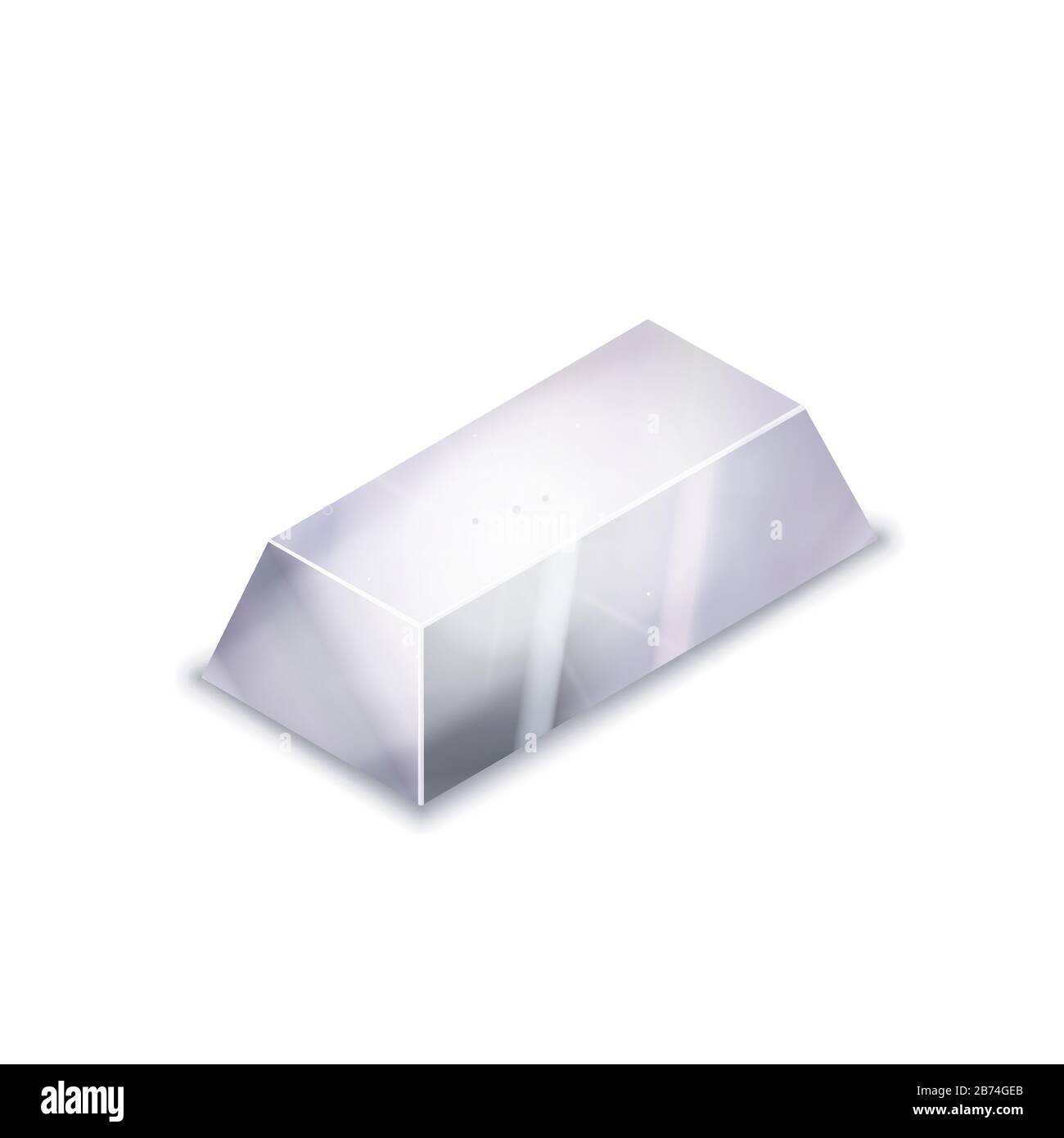 Bright realistic glossy silver bar in isometric view on white Stock ...