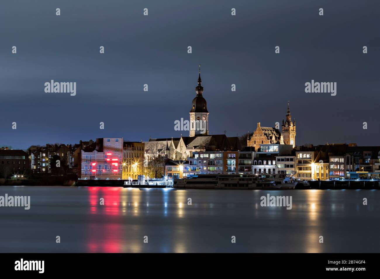 Temse, Belgium - March 11, 2020: The Flemish town of Temse by night ...