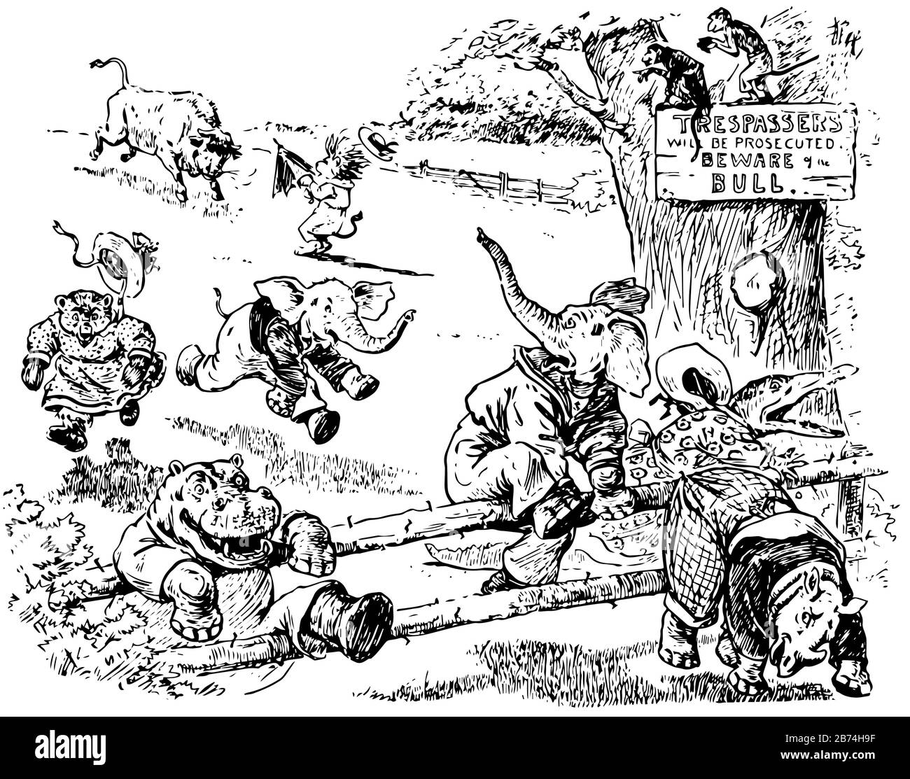 Animals in human dresses got scared and running away from the Bull ...