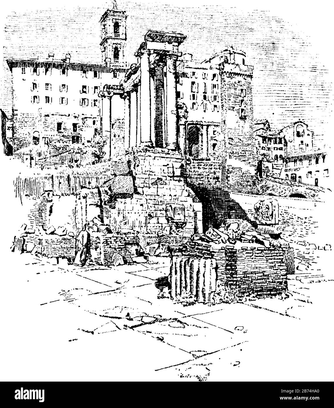 Temple of Saturn, Tabularium and Tower of Capitol, Italian Buildings ...