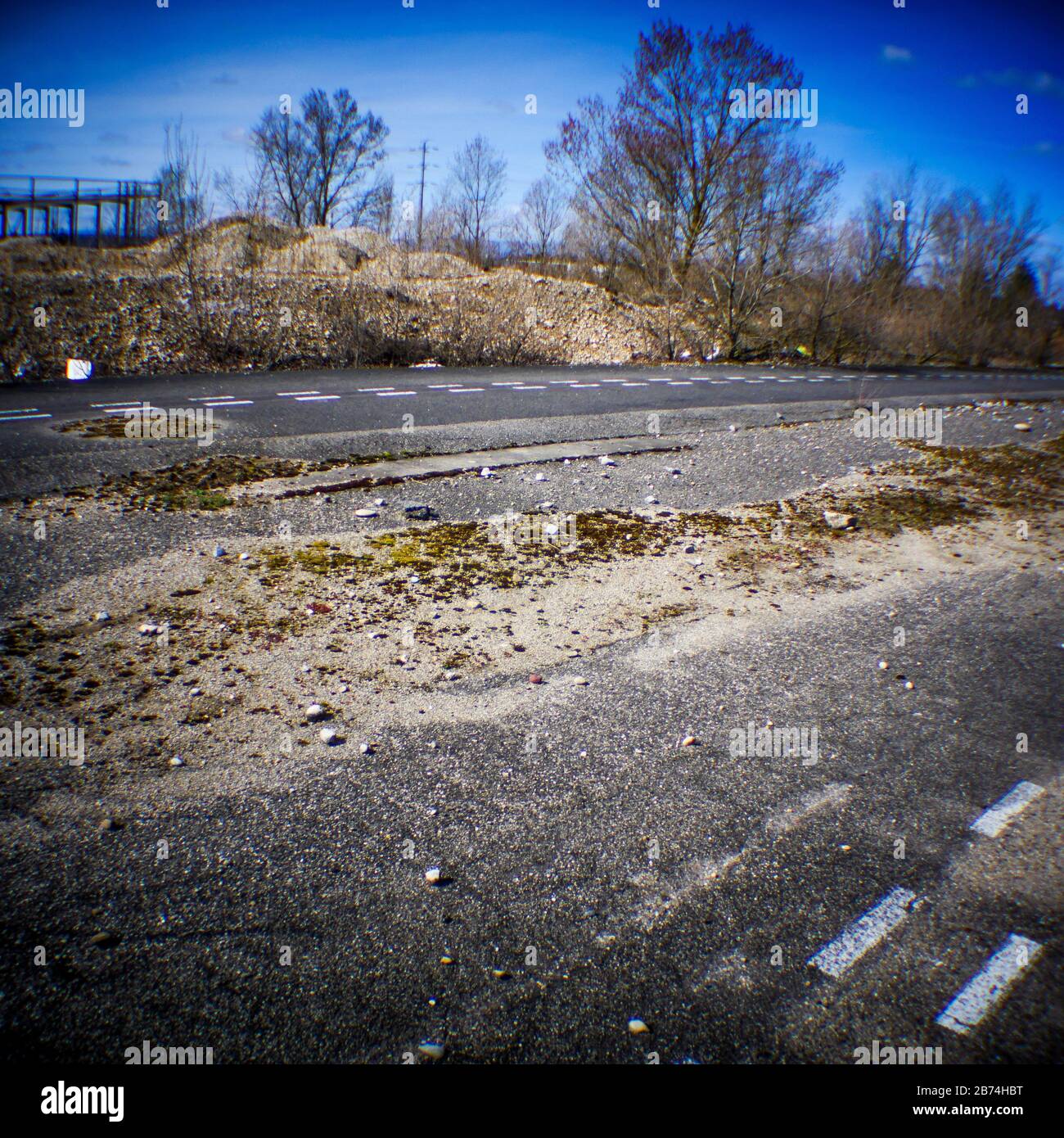 Disused road section, digitally filtered picture, Saint-Priest, France ...