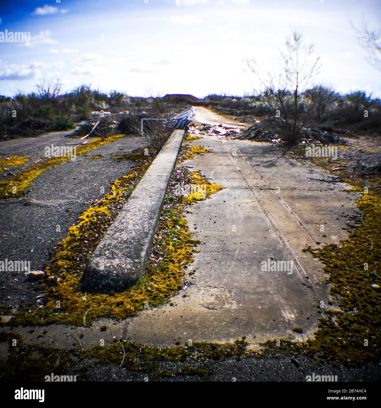Disused road section, digitally filtered picture, Saint-Priest, France ...