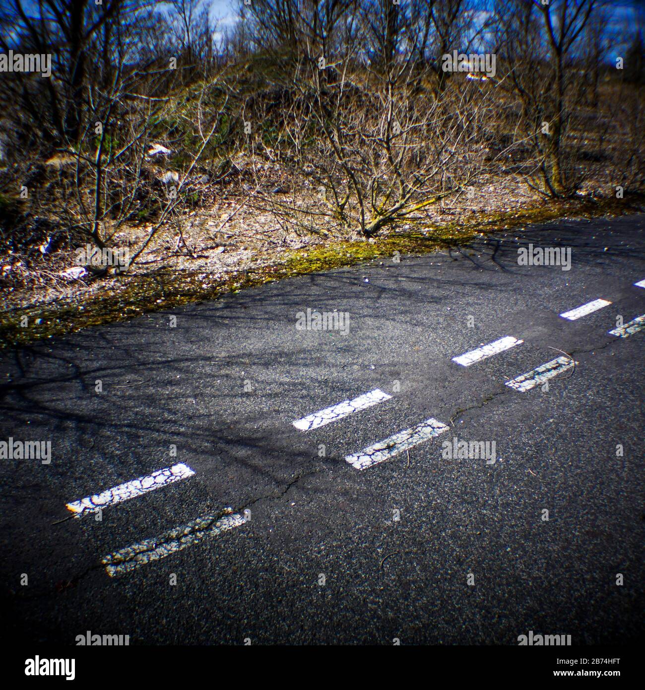 Disused road section, digitally filtered picture, Saint-Priest, France ...