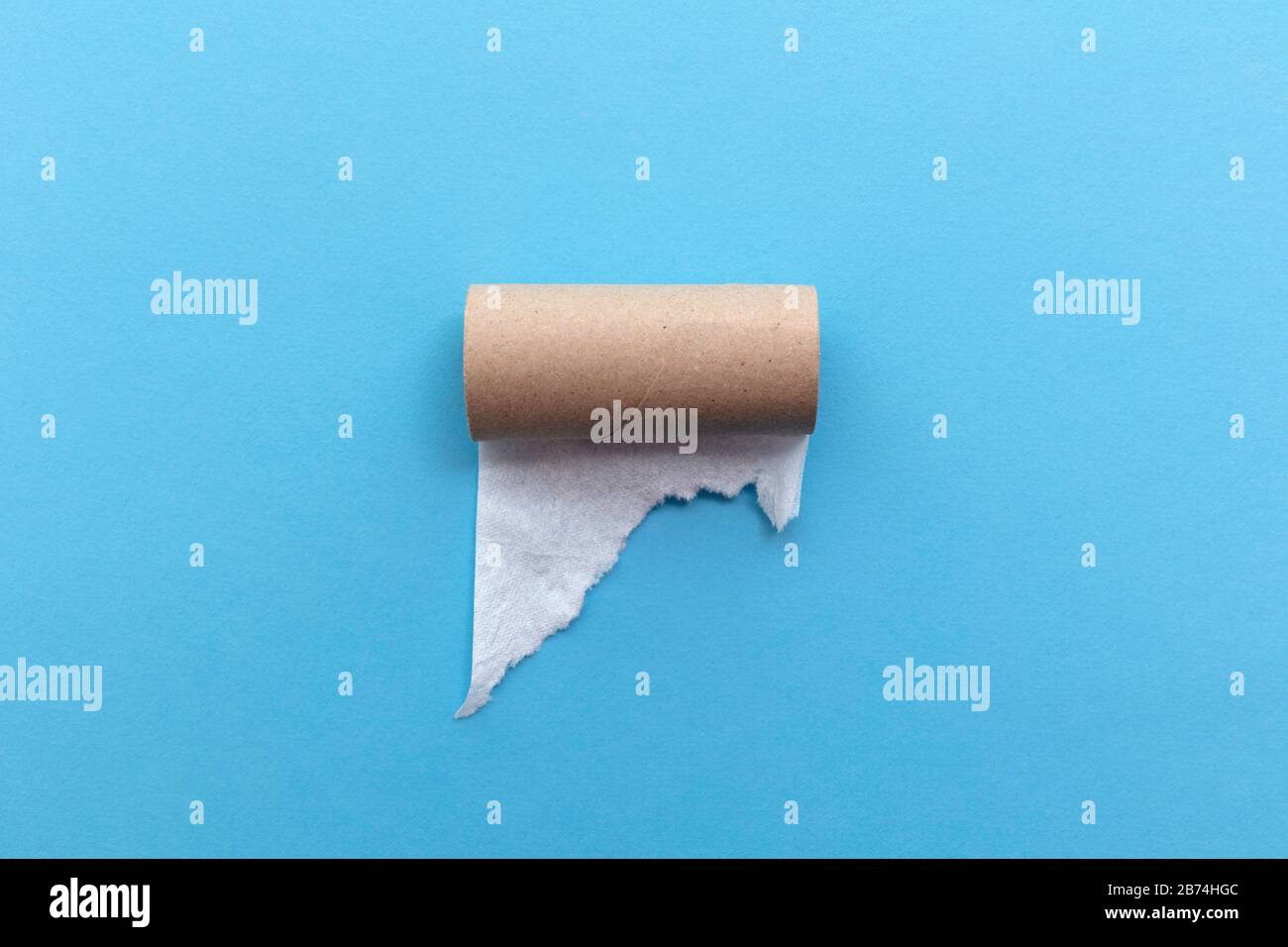Empty toilet paper roll on a blue background Stock Photo - Alamy