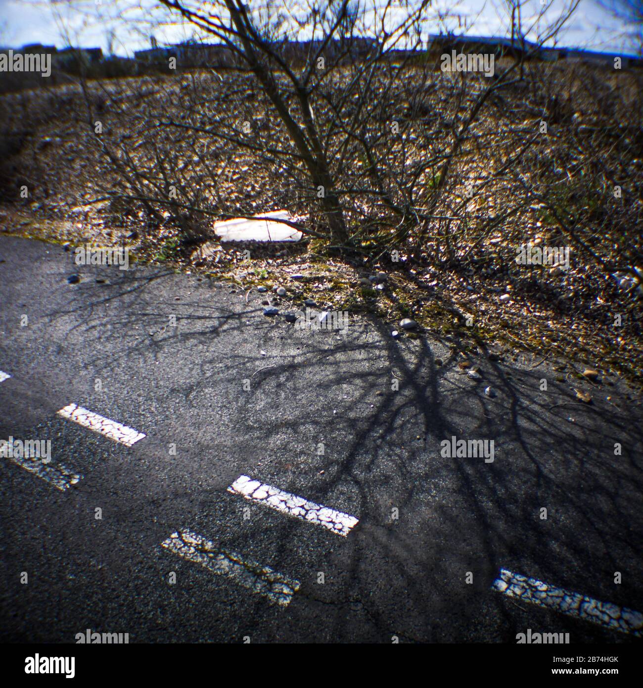 Disused road section, digitally filtered picture, Saint-Priest, France ...