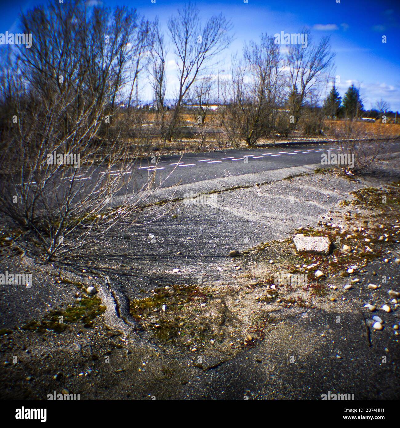 Disused road section, digitally filtered picture, Saint-Priest, France ...
