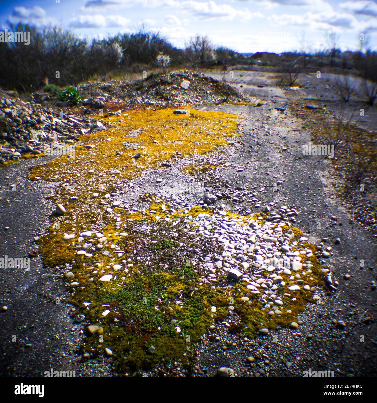 Disused road section, digitally filtered picture, Saint-Priest, France ...
