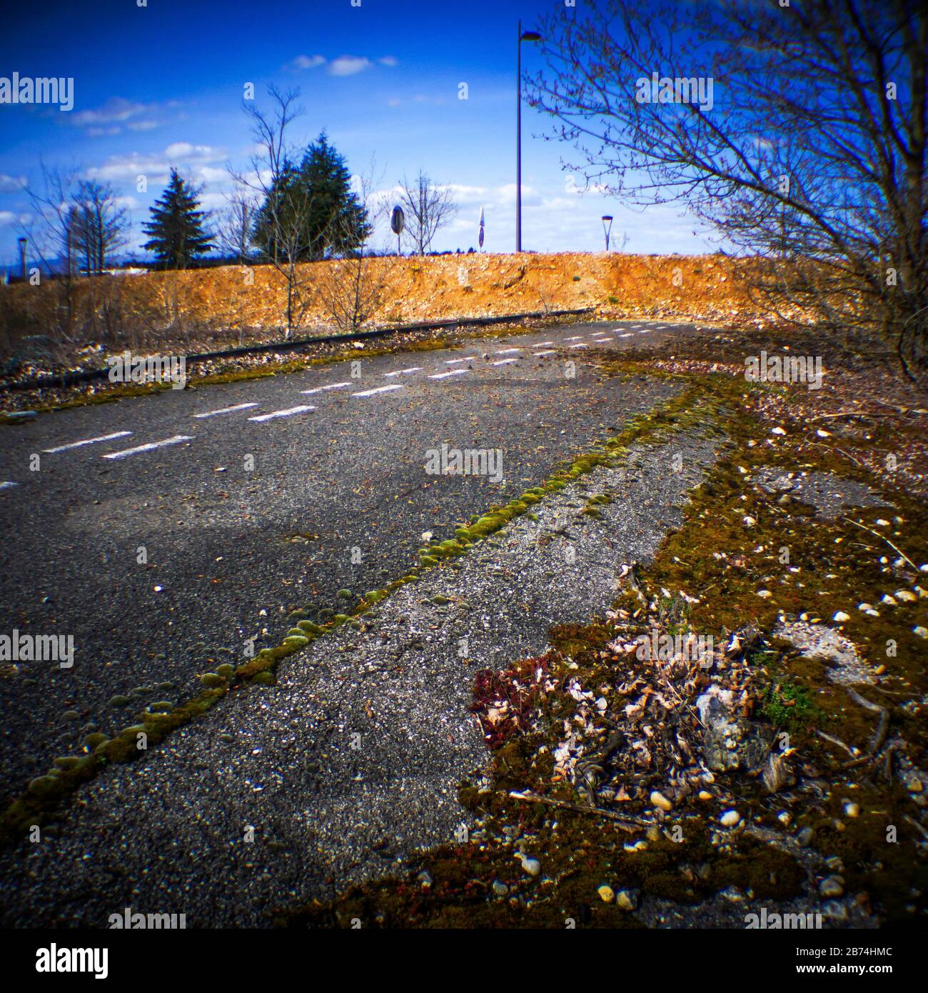 Disused road section, digitally filtered picture, Saint-Priest, France ...