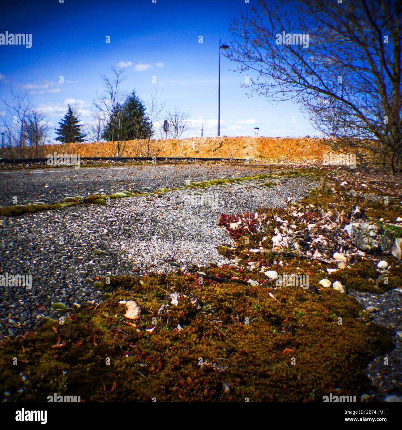 Disused road section, digitally filtered picture, Saint-Priest, France ...