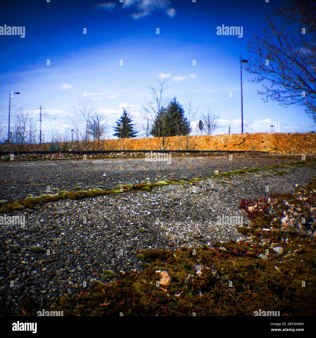 Disused road section, digitally filtered picture, Saint-Priest, France ...