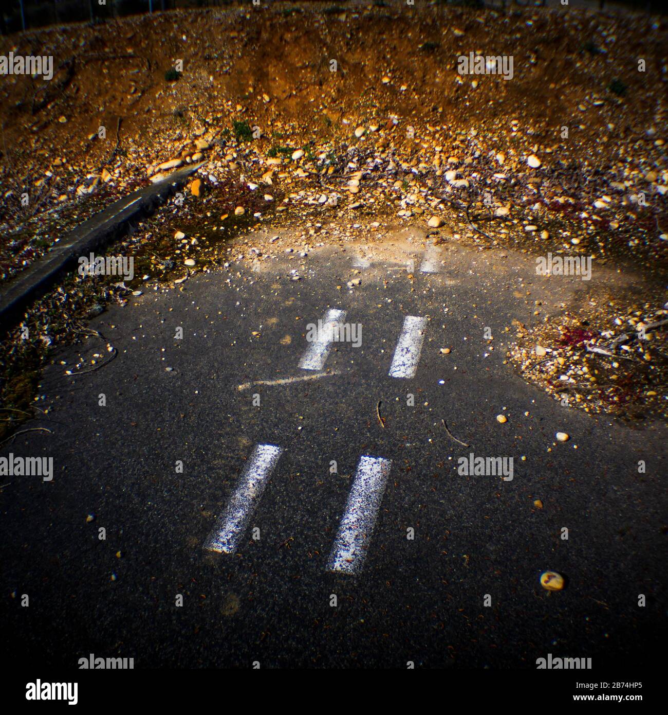 Disused road section, digitally filtered picture, Saint-Priest, France ...