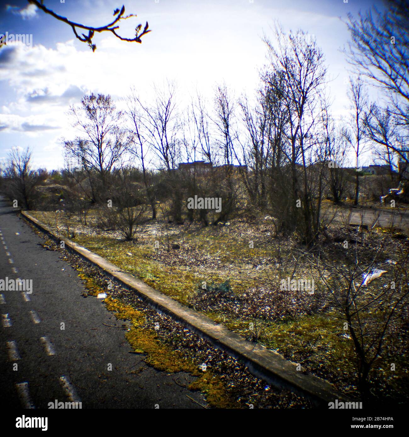 Disused road section, digitally filtered picture, Saint-Priest, France ...