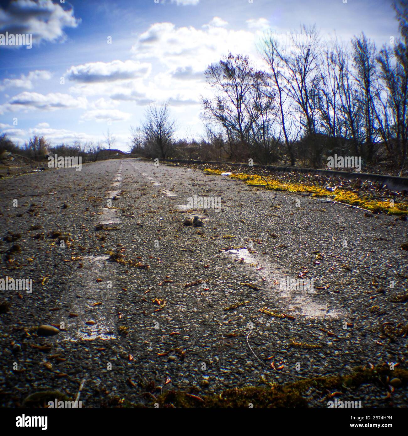 Disused road section, digitally filtered picture, Saint-Priest, France ...