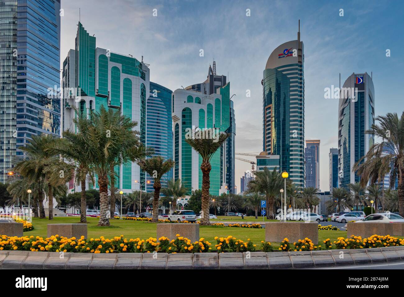 Doha corniche Daylight view from Sheraton park with West bay ...