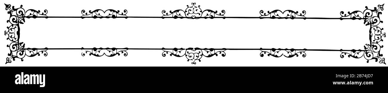 Filigree banner has a flower border, its can be a flag, vintage line ...