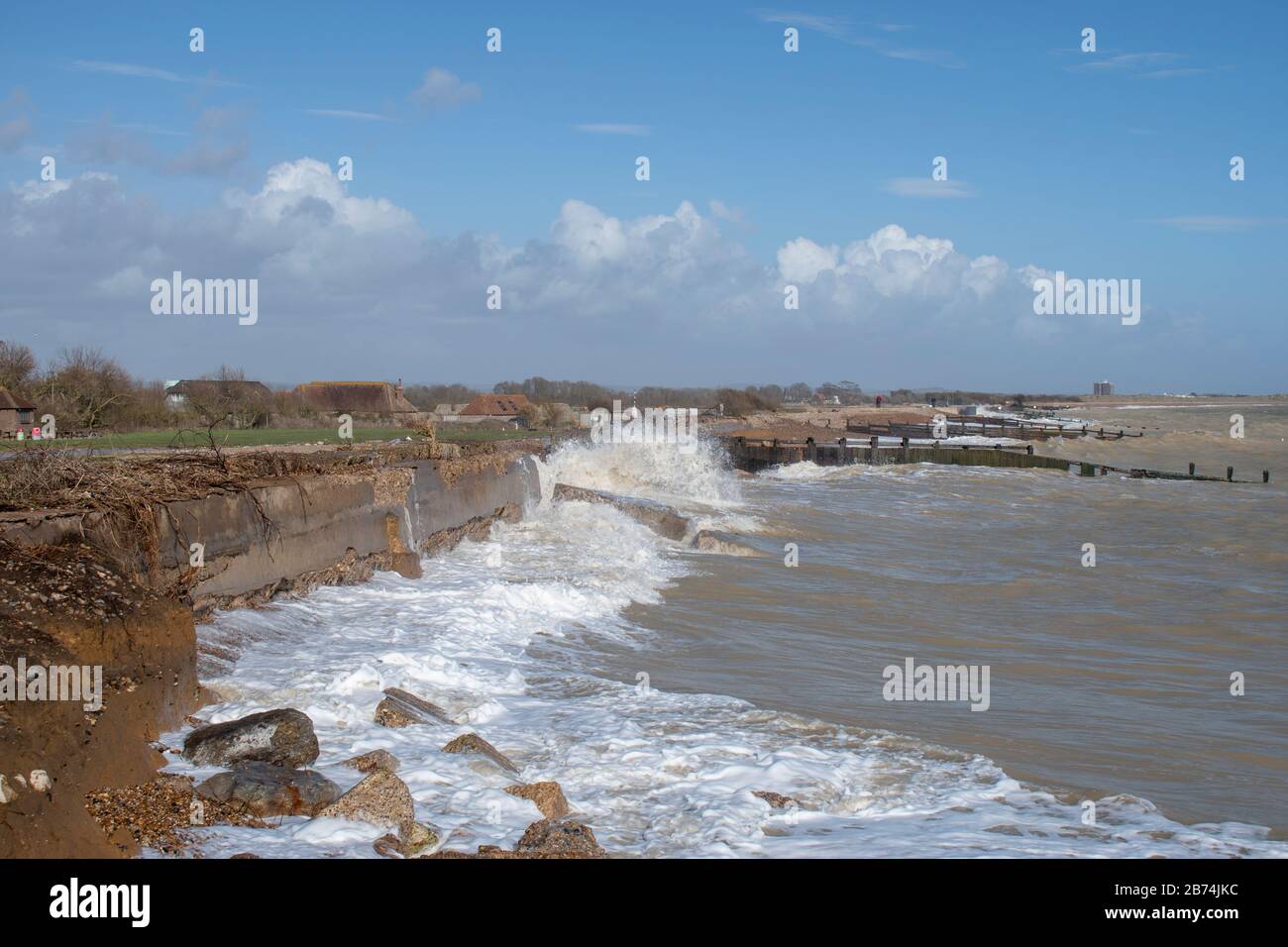 Climping Beach, West Sussex Recent storm damage sea defence under ...