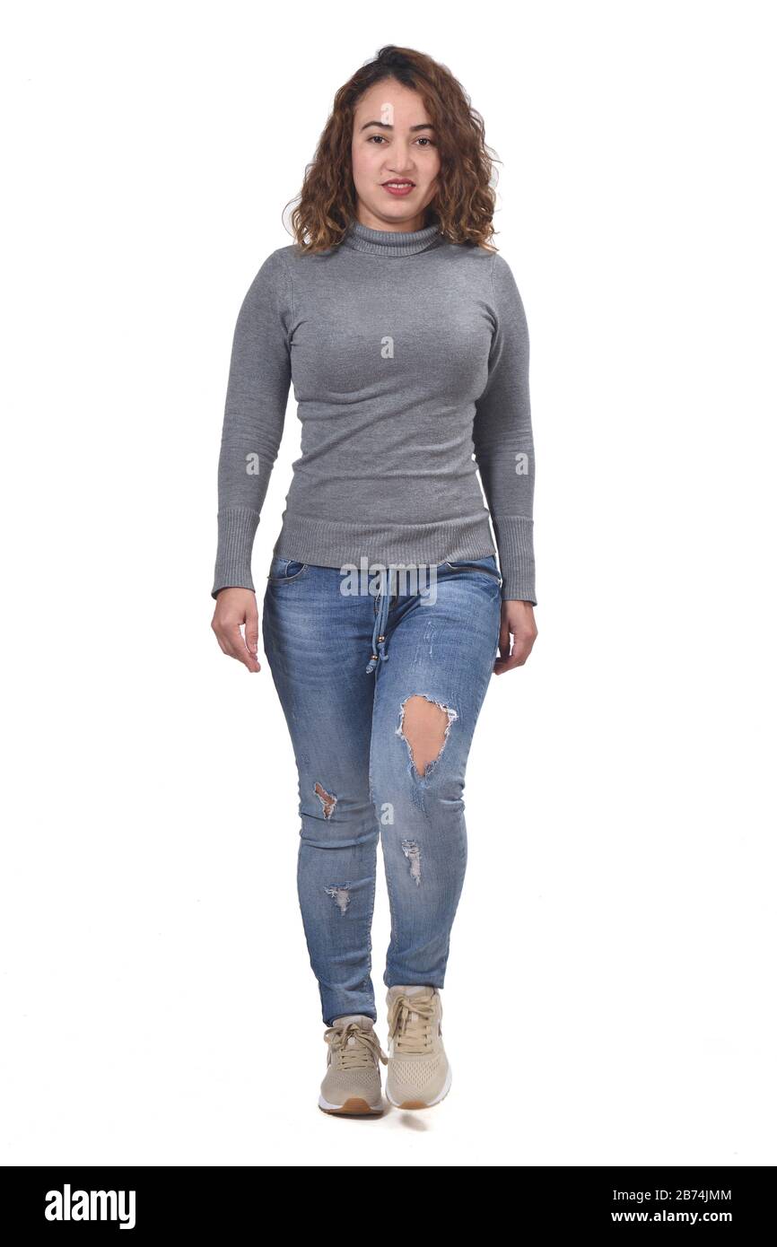 woman walking on white background Stock Photo - Alamy