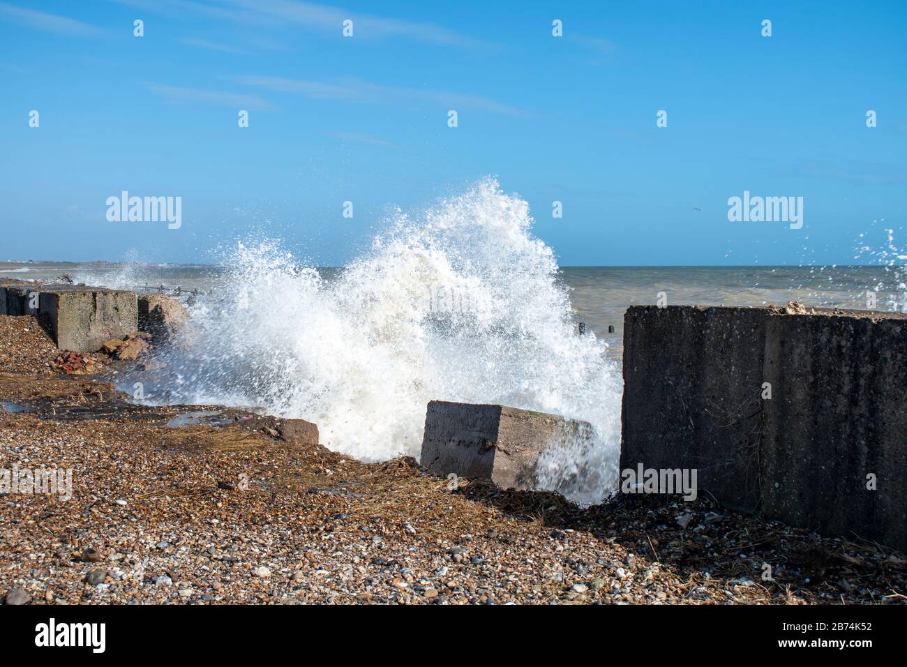 Climping Beach, West Sussex Recent storm damage caused a gap in the sea ...
