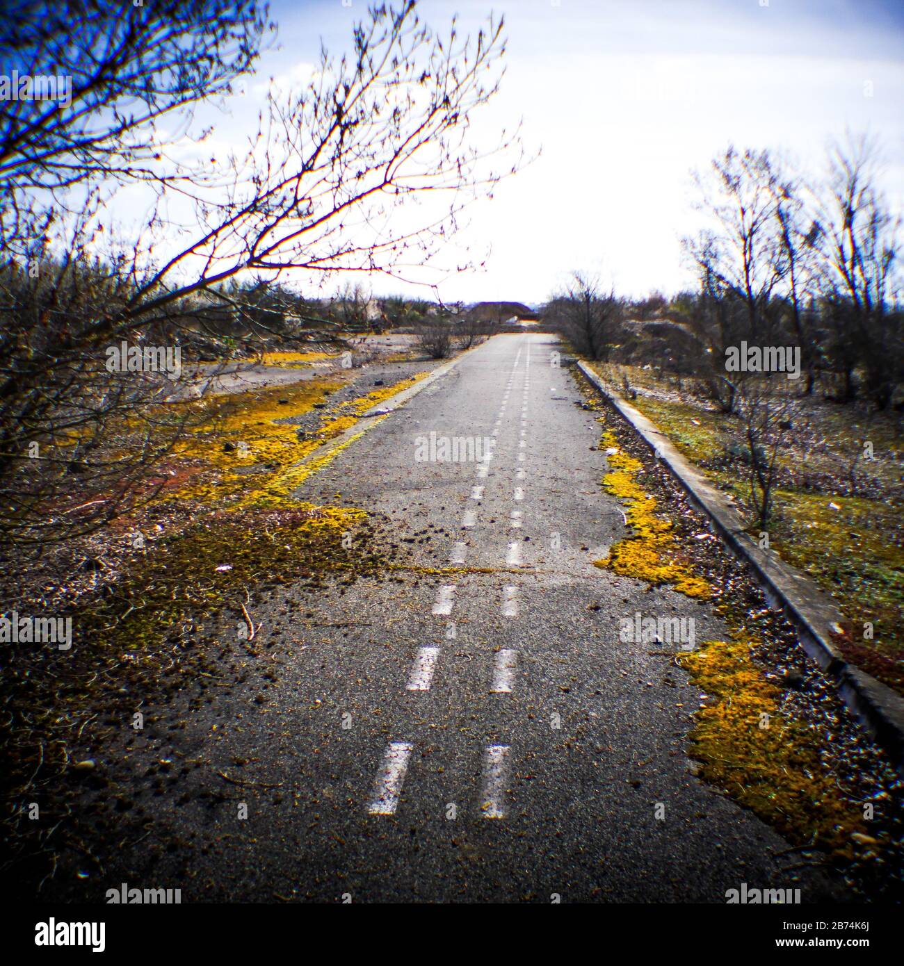 Disused road section, digitally altered picture, Saint-Priest, France ...