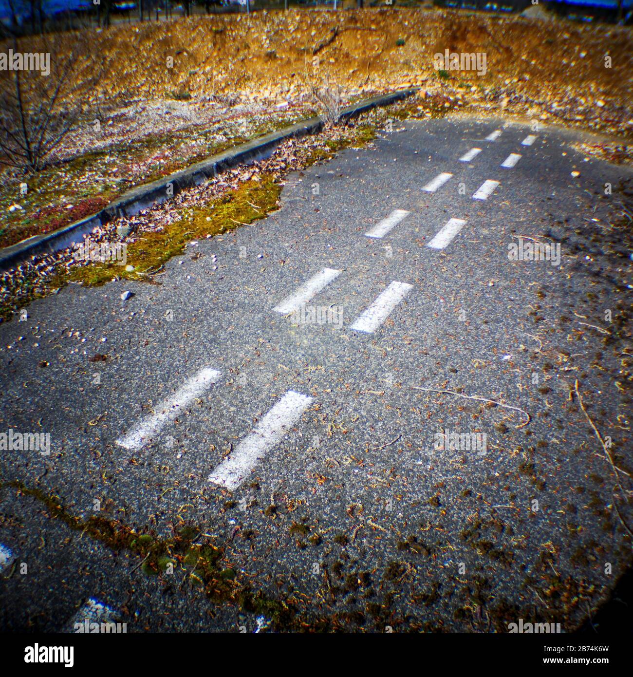 Disused road section, digitally altered picture, Saint-Priest, France ...