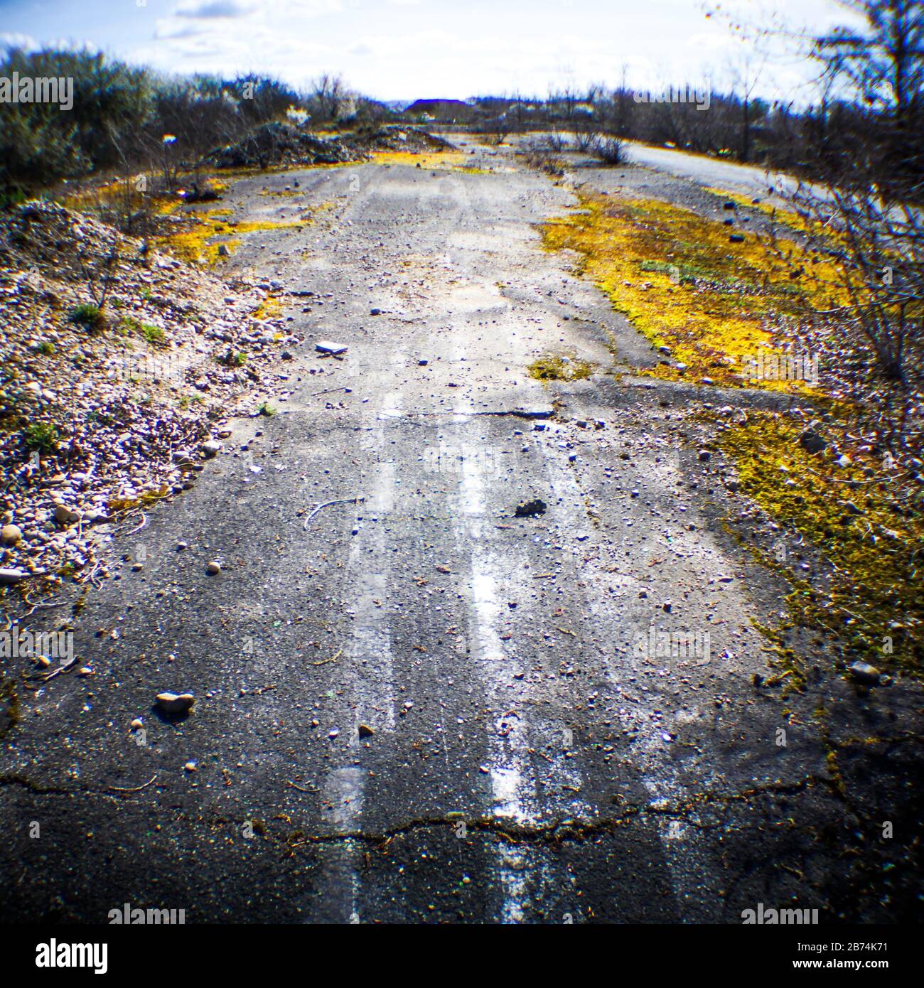 Disused road section, digitally altered picture, Saint-Priest, France ...