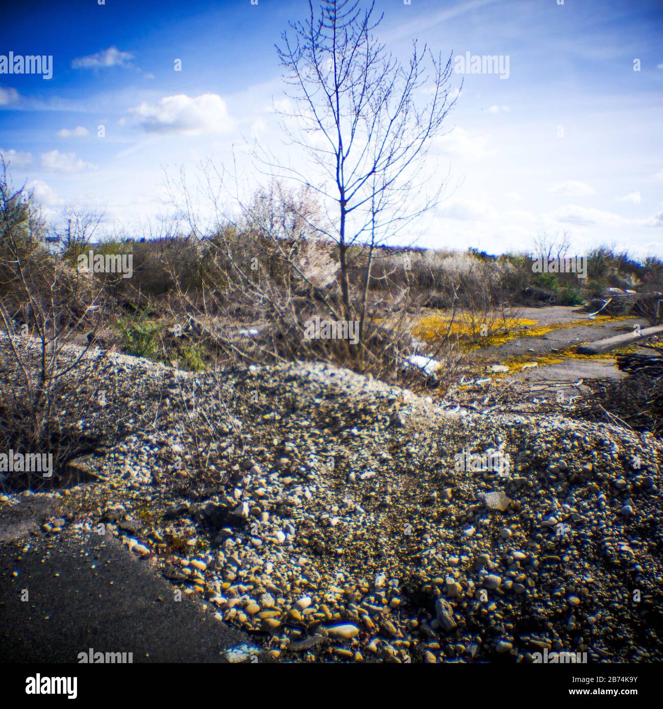 Disused road section, digitally altered picture, Saint-Priest, France ...