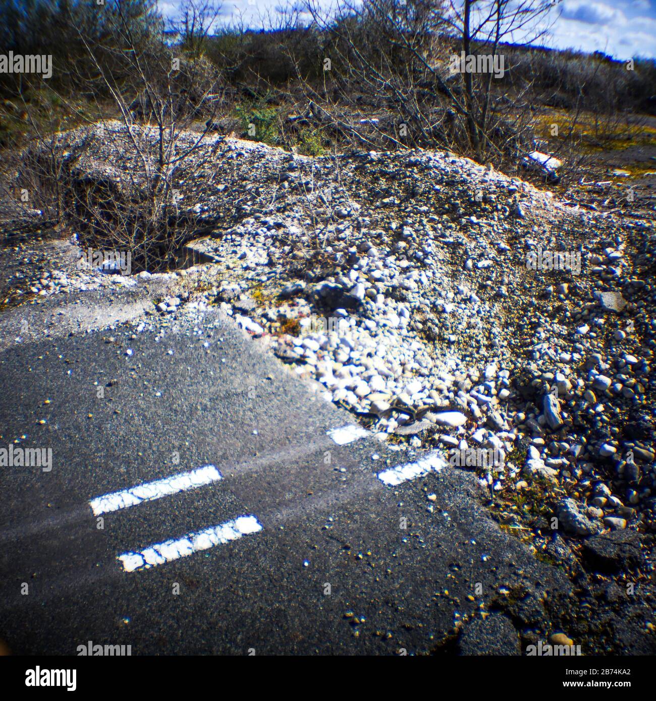 Disused road section, digitally altered picture, Saint-Priest, France ...