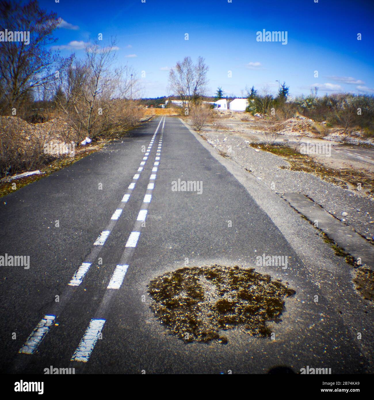 Disused road section, digitally altered picture, Saint-Priest, France ...